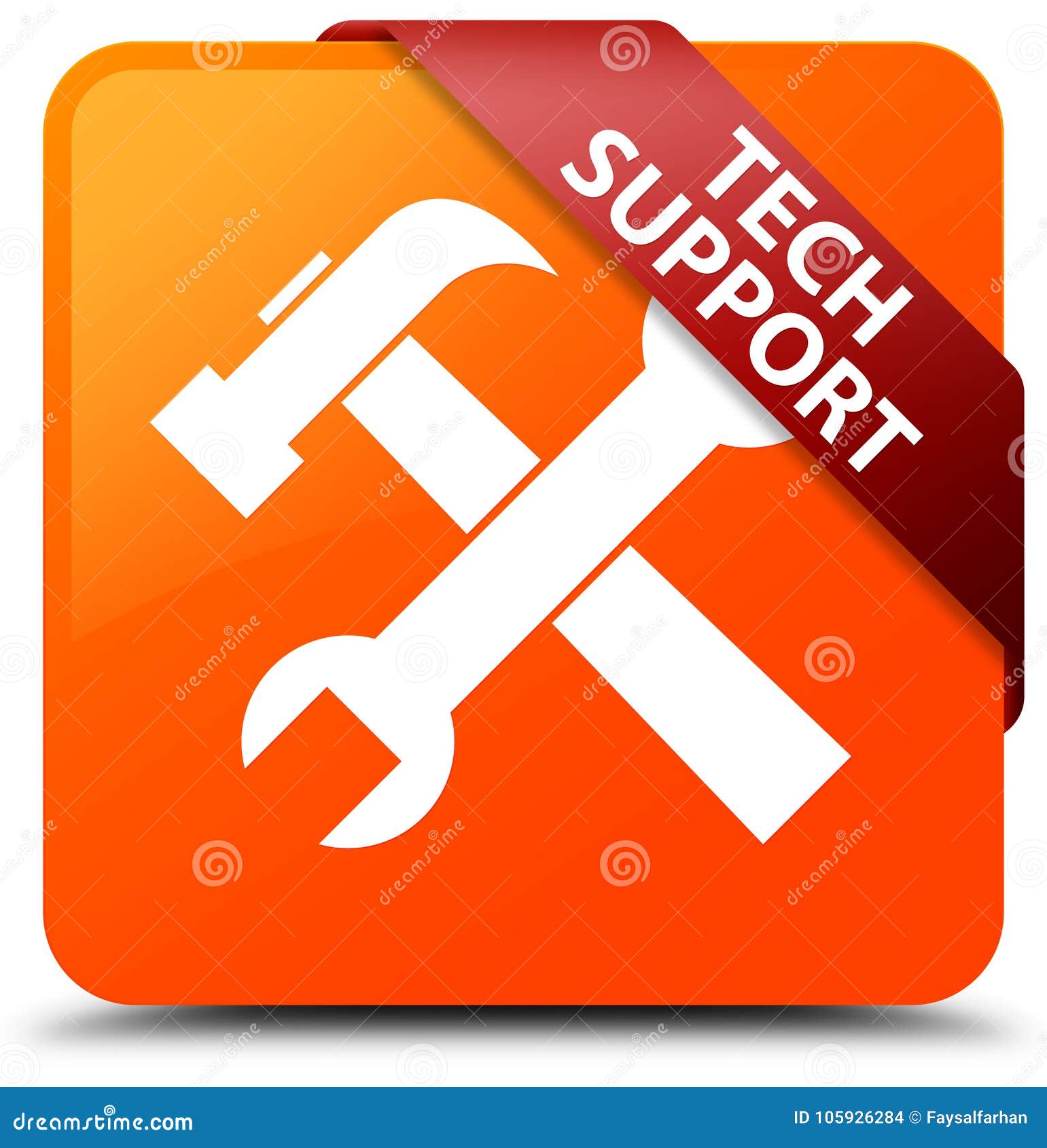 Tech Support (tools Icon) Orange Square Button Red Ribbon in Cor Stock ...