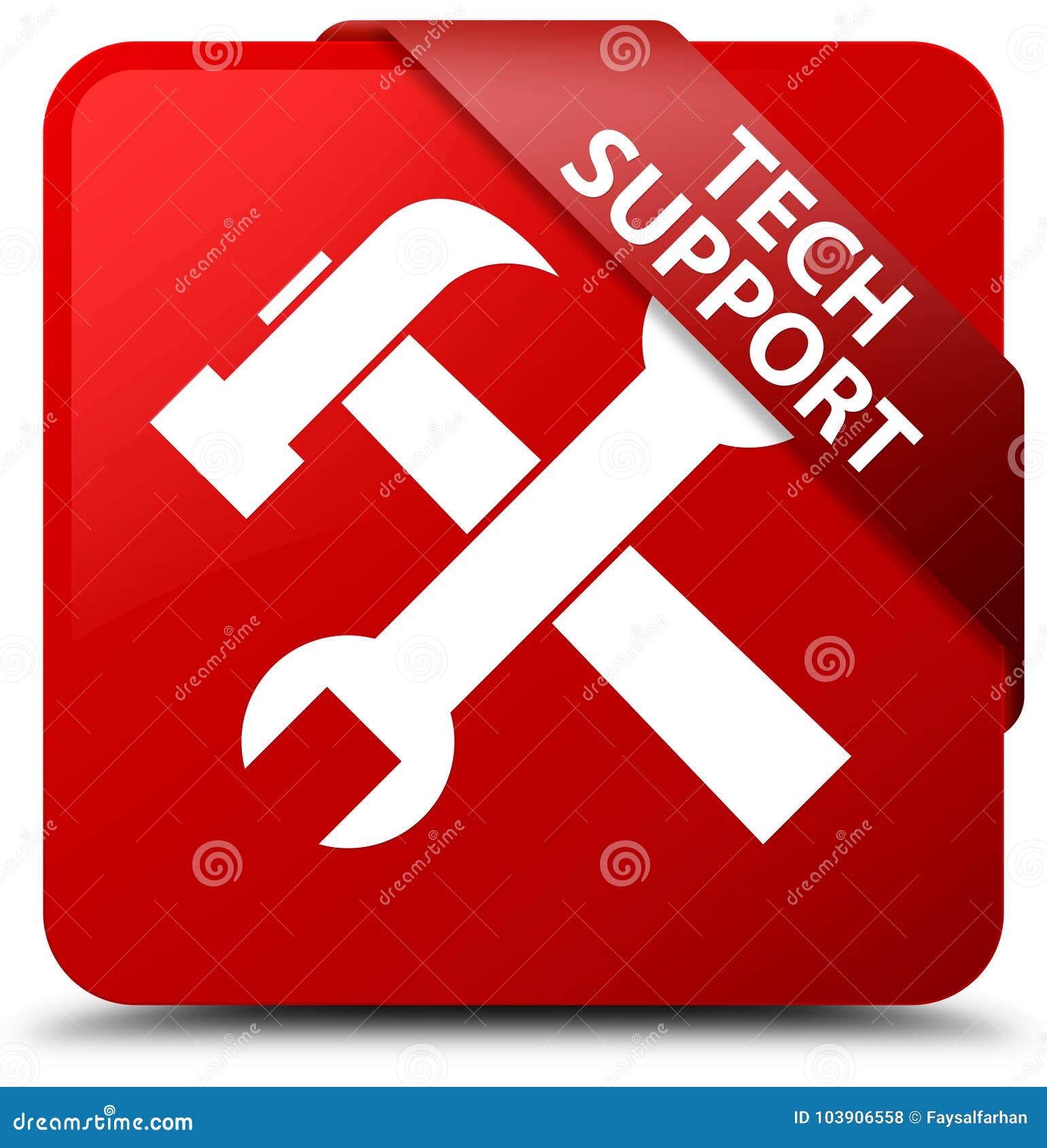 Tech Support (tools Icon) Red Square Button Red Ribbon in Corner Stock ...