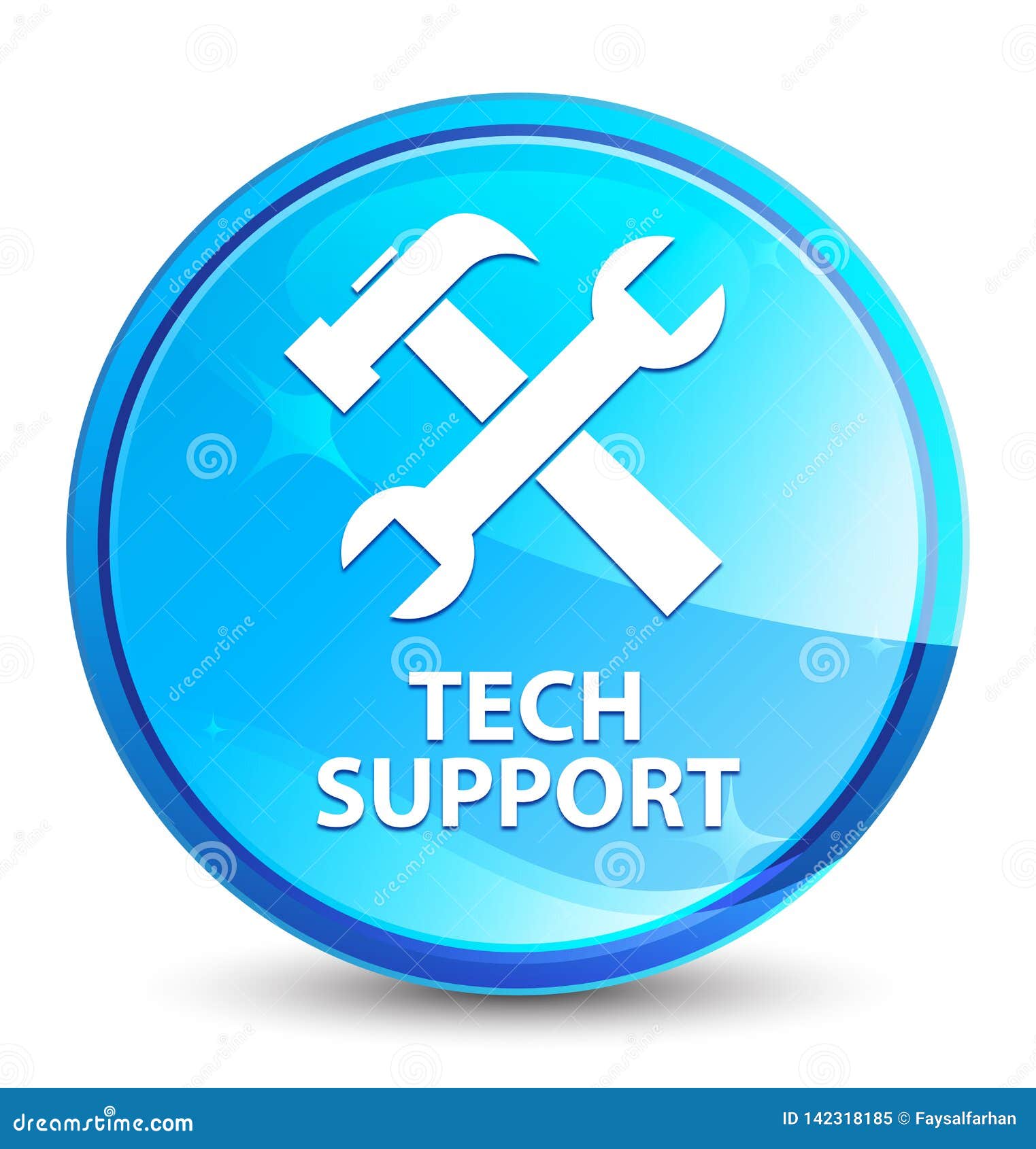 Tech Support (tools Icon) Splash Natural Blue Round Button Stock Vector ...