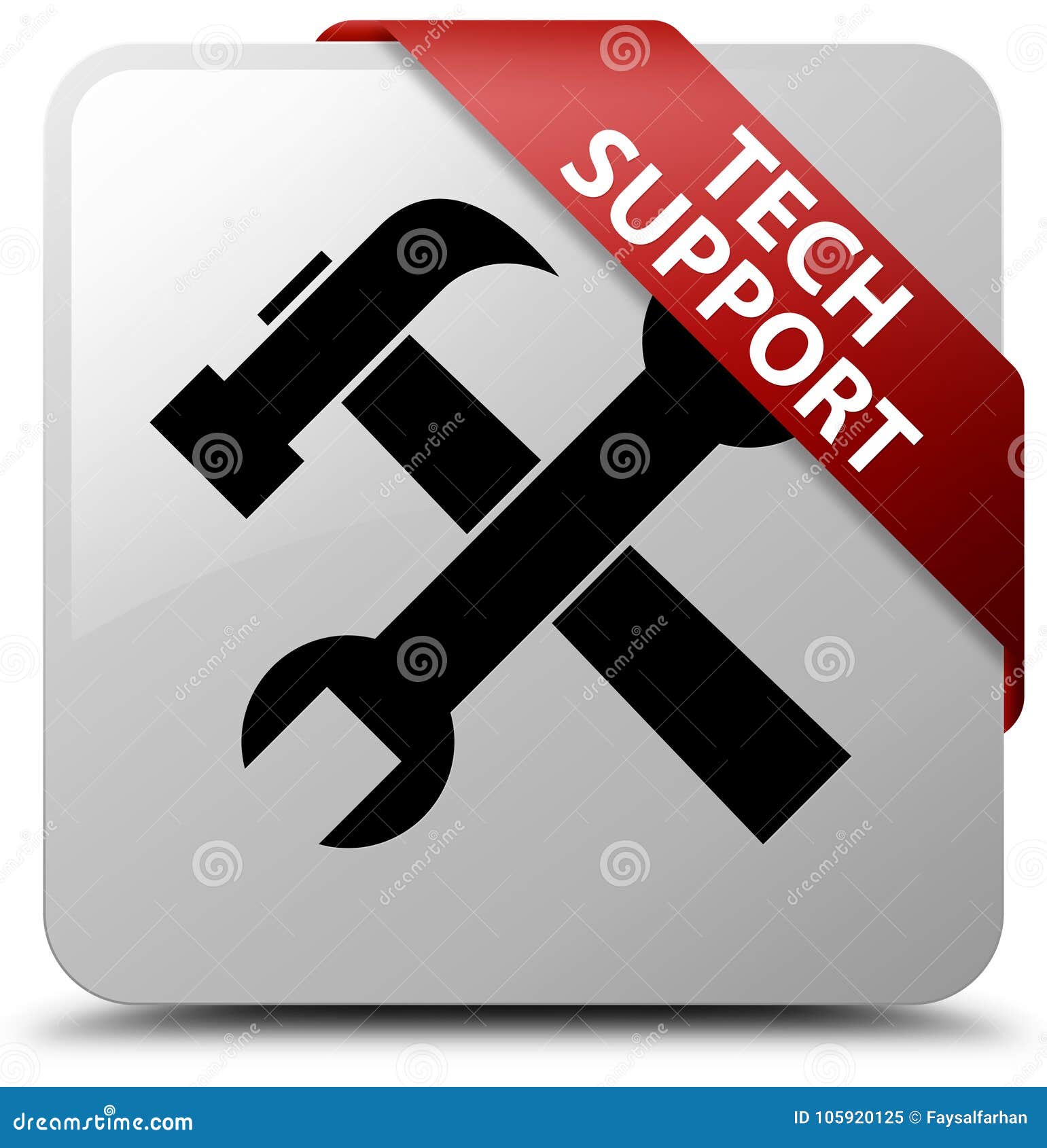 Tech Support (tools Icon) White Square Button Red Ribbon in Corn Stock ...