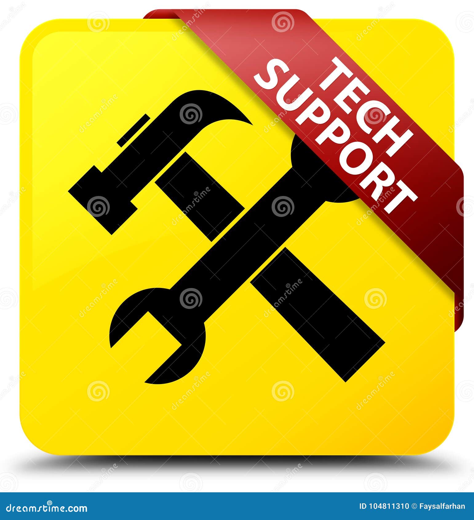 Tech Support (tools Icon) Yellow Square Button Red Ribbon in Cor Stock ...