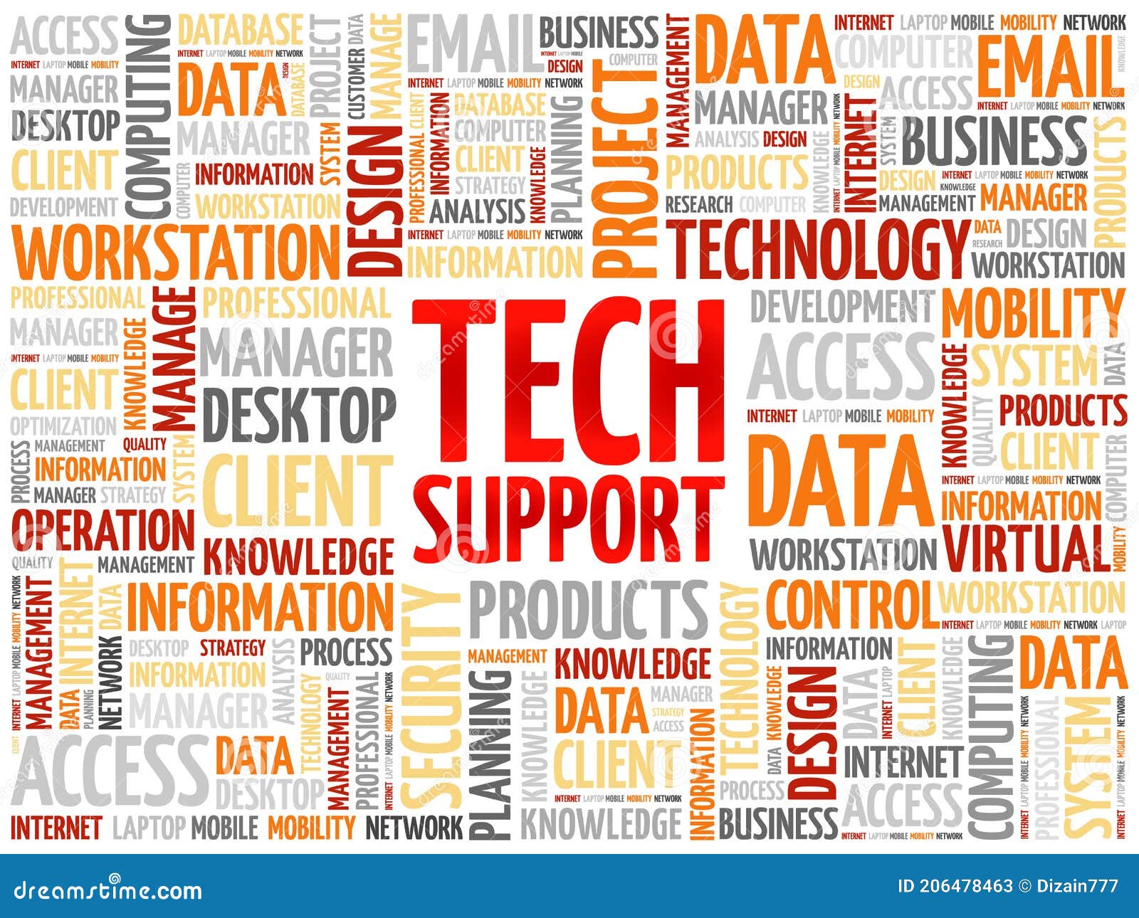 Tech support word cloud stock illustration. Illustration of calling ...
