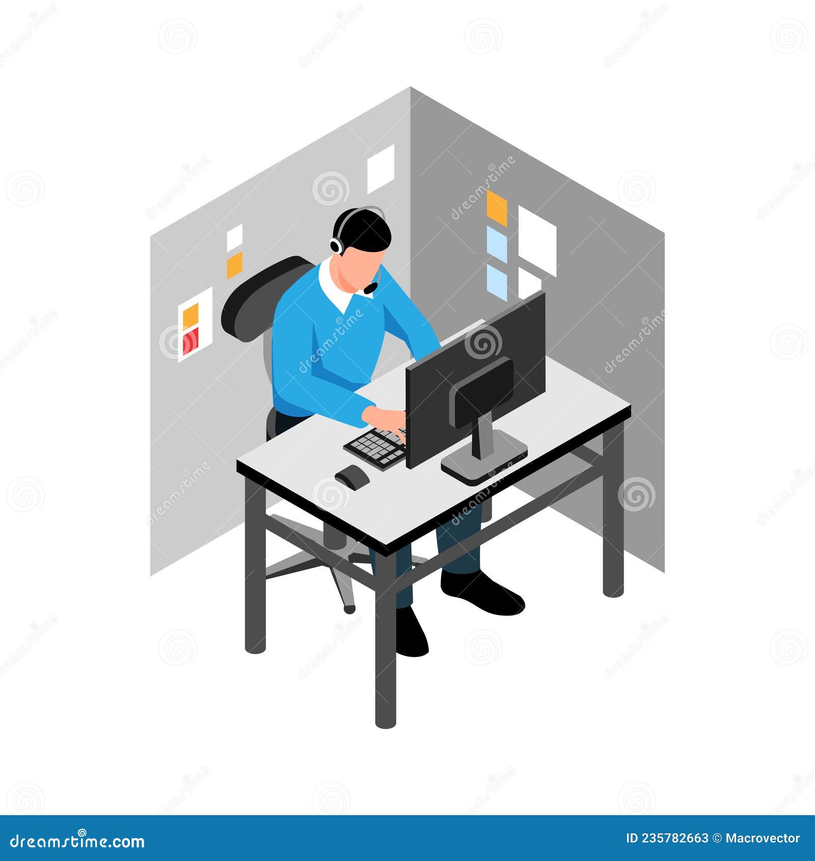 Tech Support Workplace Composition Stock Vector - Illustration of ...