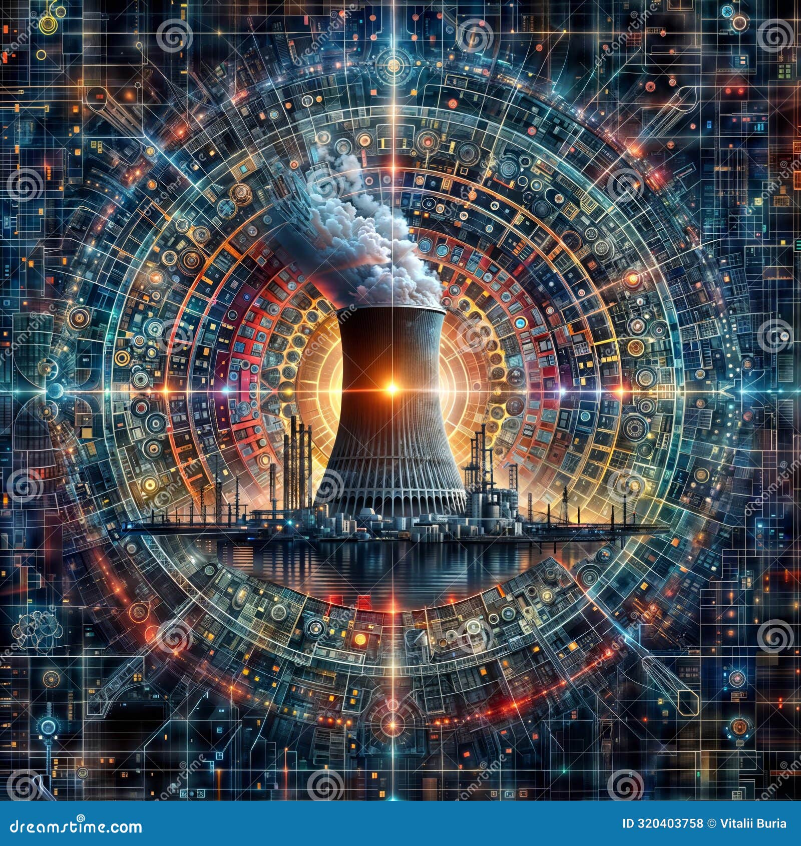 Tech Symbol: Power Plant Design, Generative Ai Stock Illustration ...