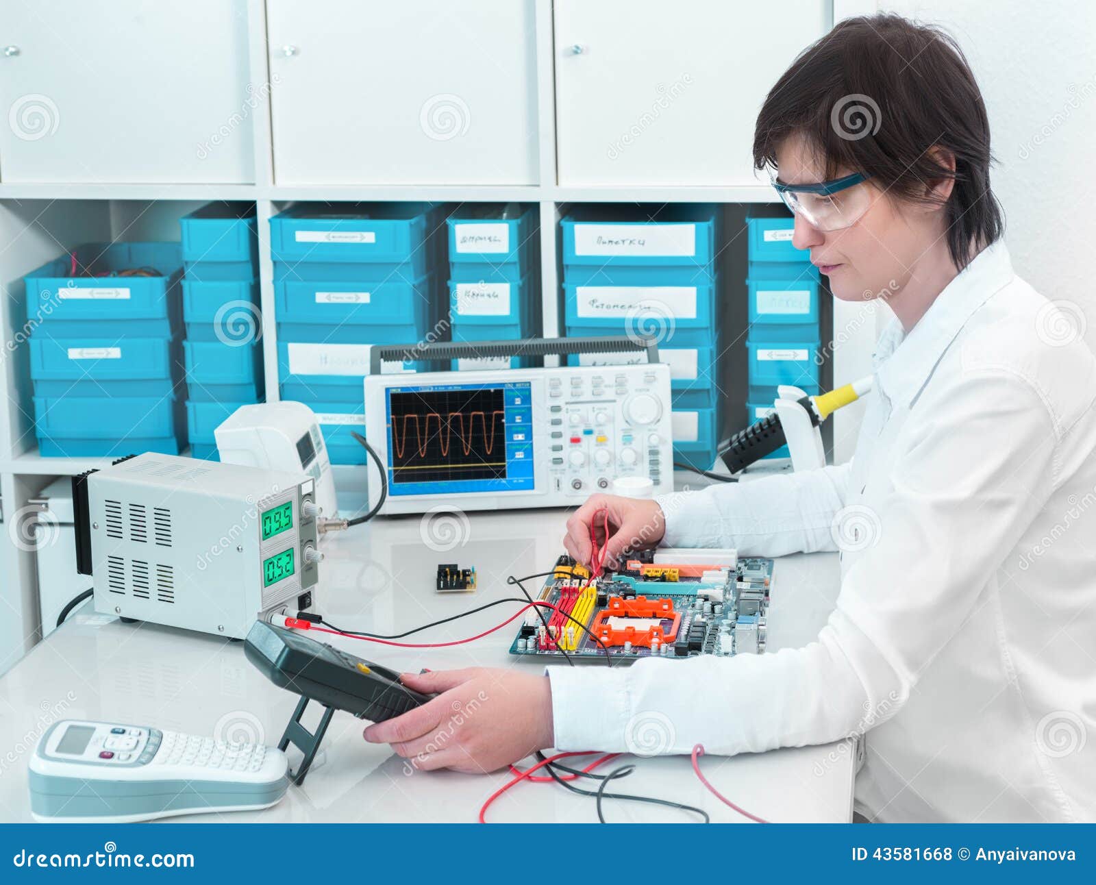 Tech Tests Electronic Equipment Stock Photo - Image of electric, female ...