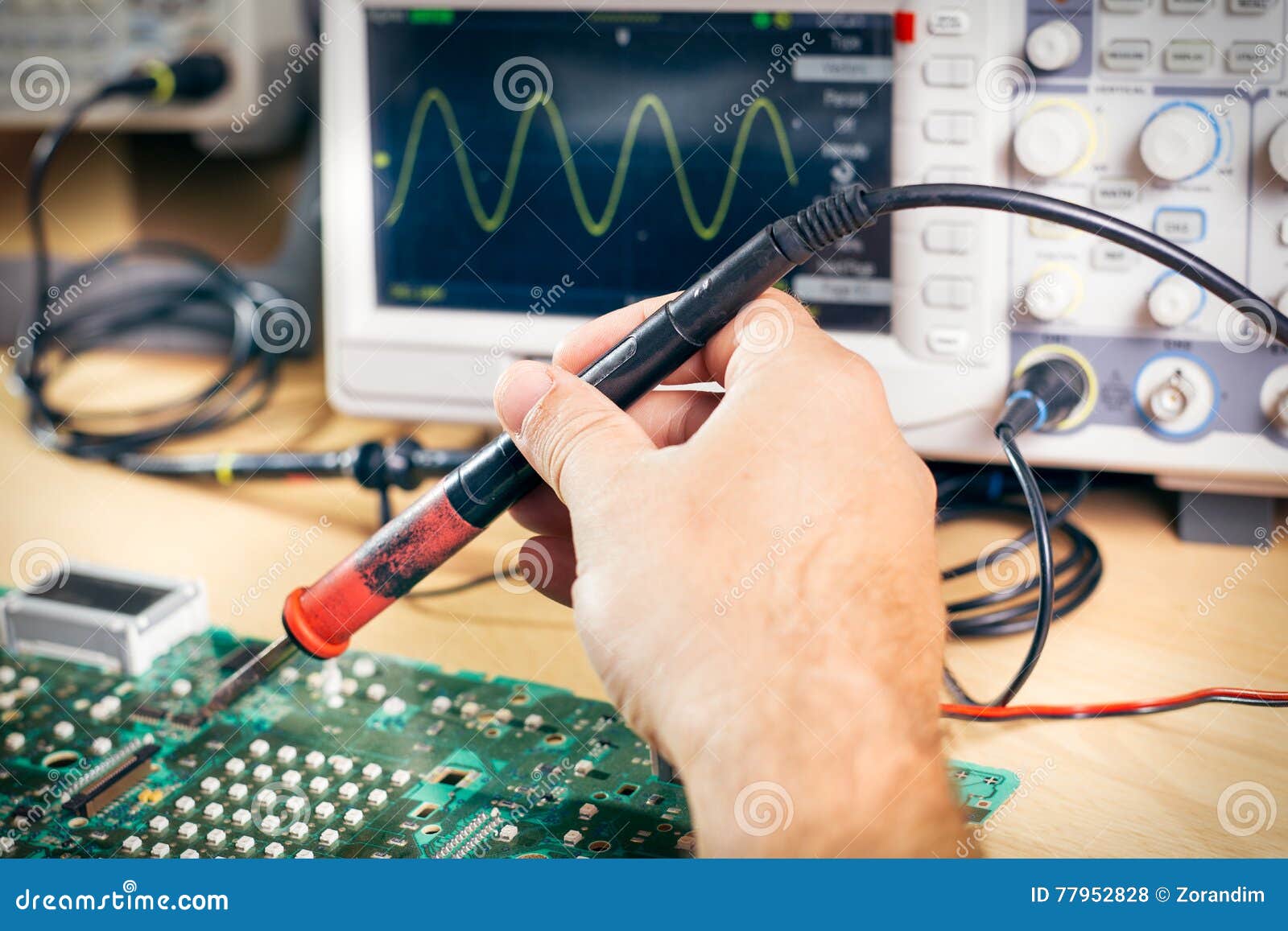Tech Tests Electronic Equipment in Service Center Stock Photo - Image ...