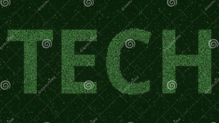 TECH Text Made with Many Symbols on Computer Screen, 3d Rendering Stock ...