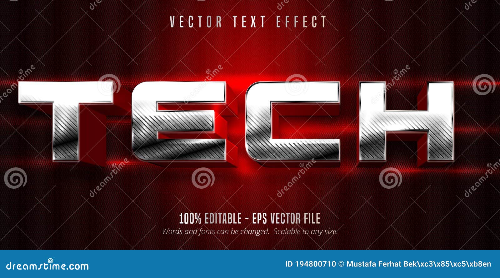 Tech Text, Metallic Silver Style Editable Text Effect Vector ... Tech Text, Metallic Silver Style Editable Text Effect Vector ...