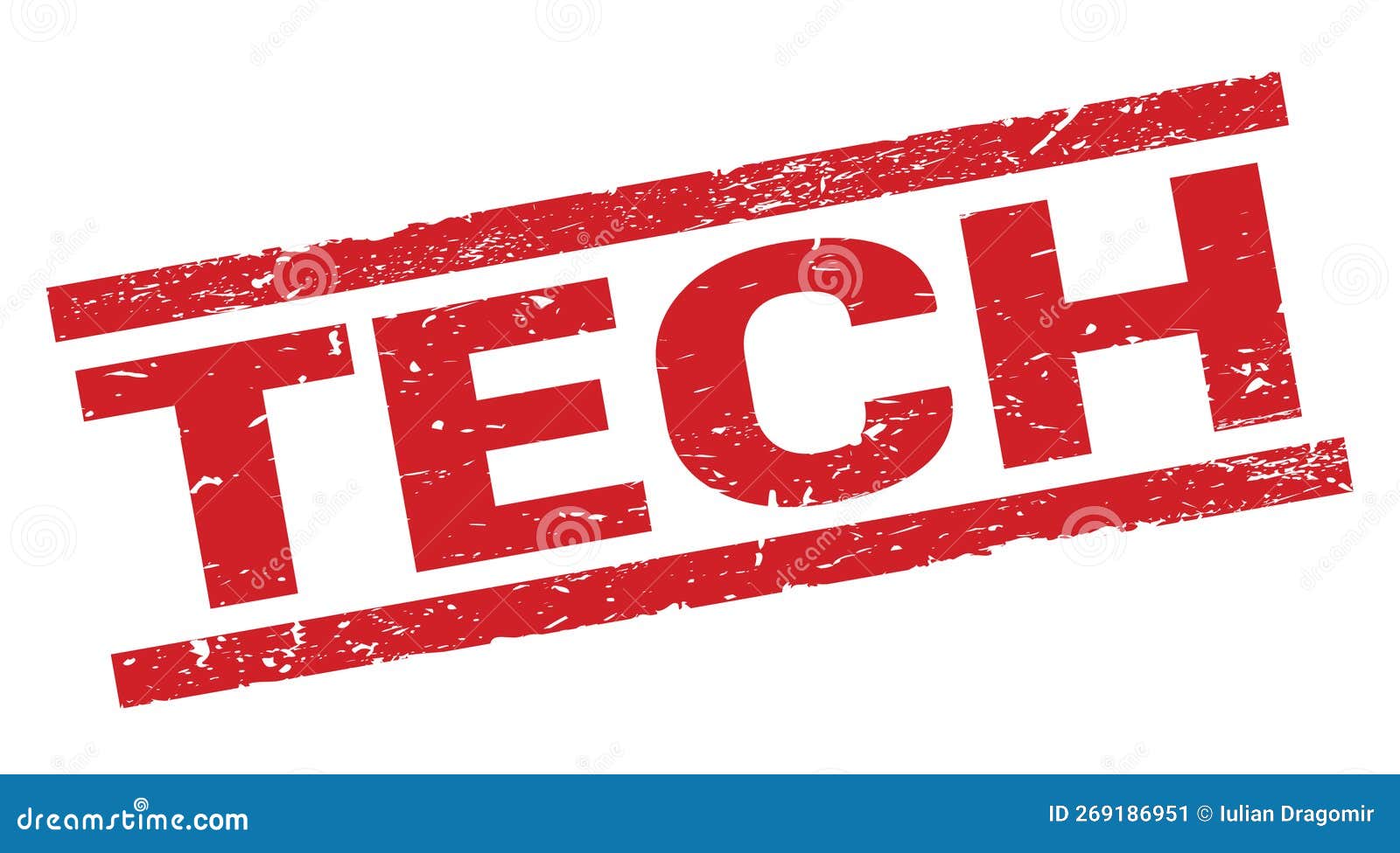 TECH Text on Red Rectangle Stamp Sign Stock Illustration - Illustration ...