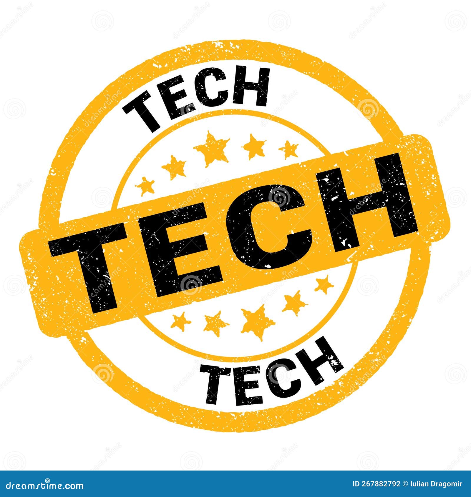 TECH Text Written on Yellow-black Stamp Sign Stock Illustration ...
