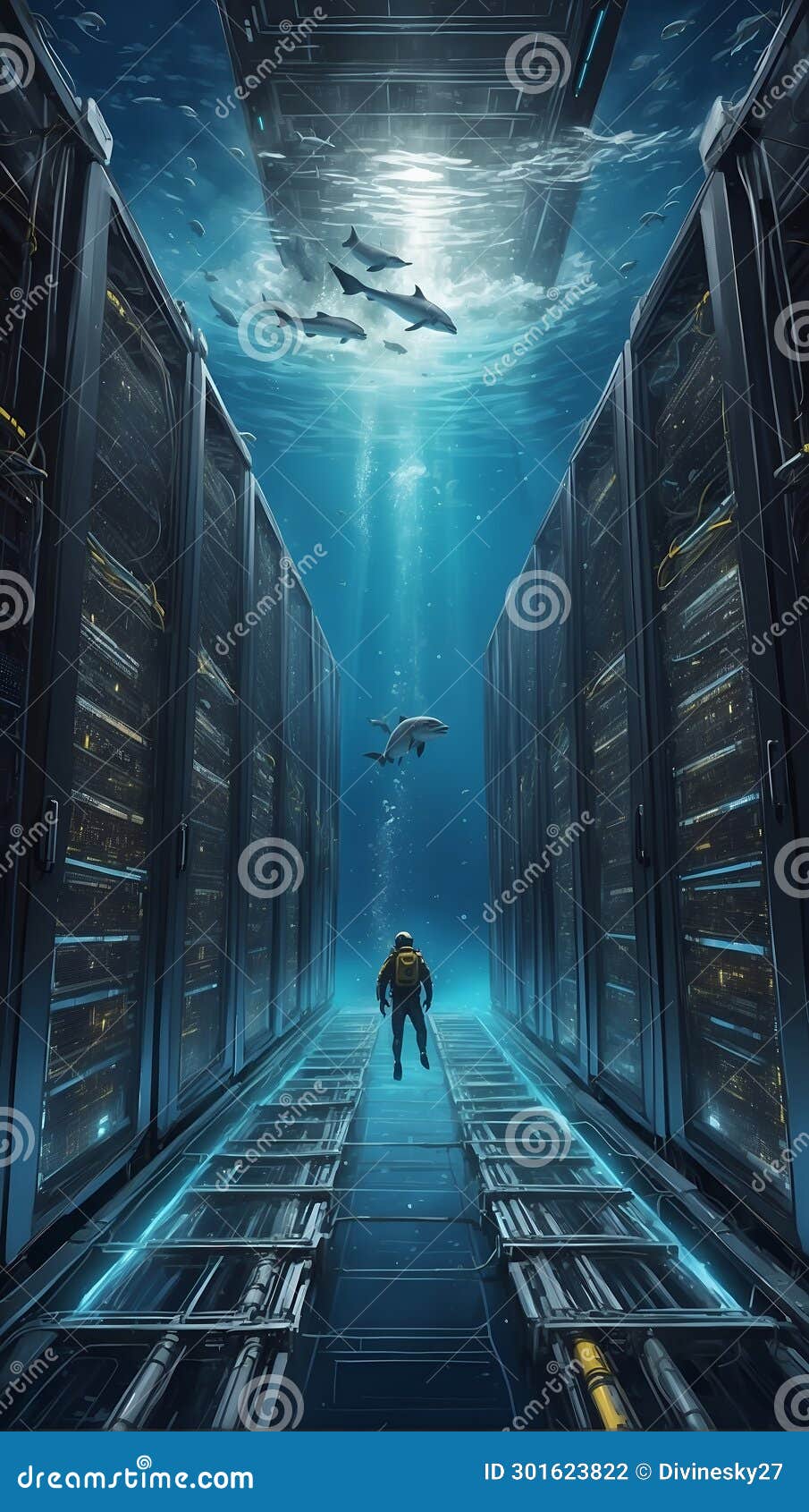 Tech Tides: Exploring the Depths of Data Efficiency. AI Generate Stock ...