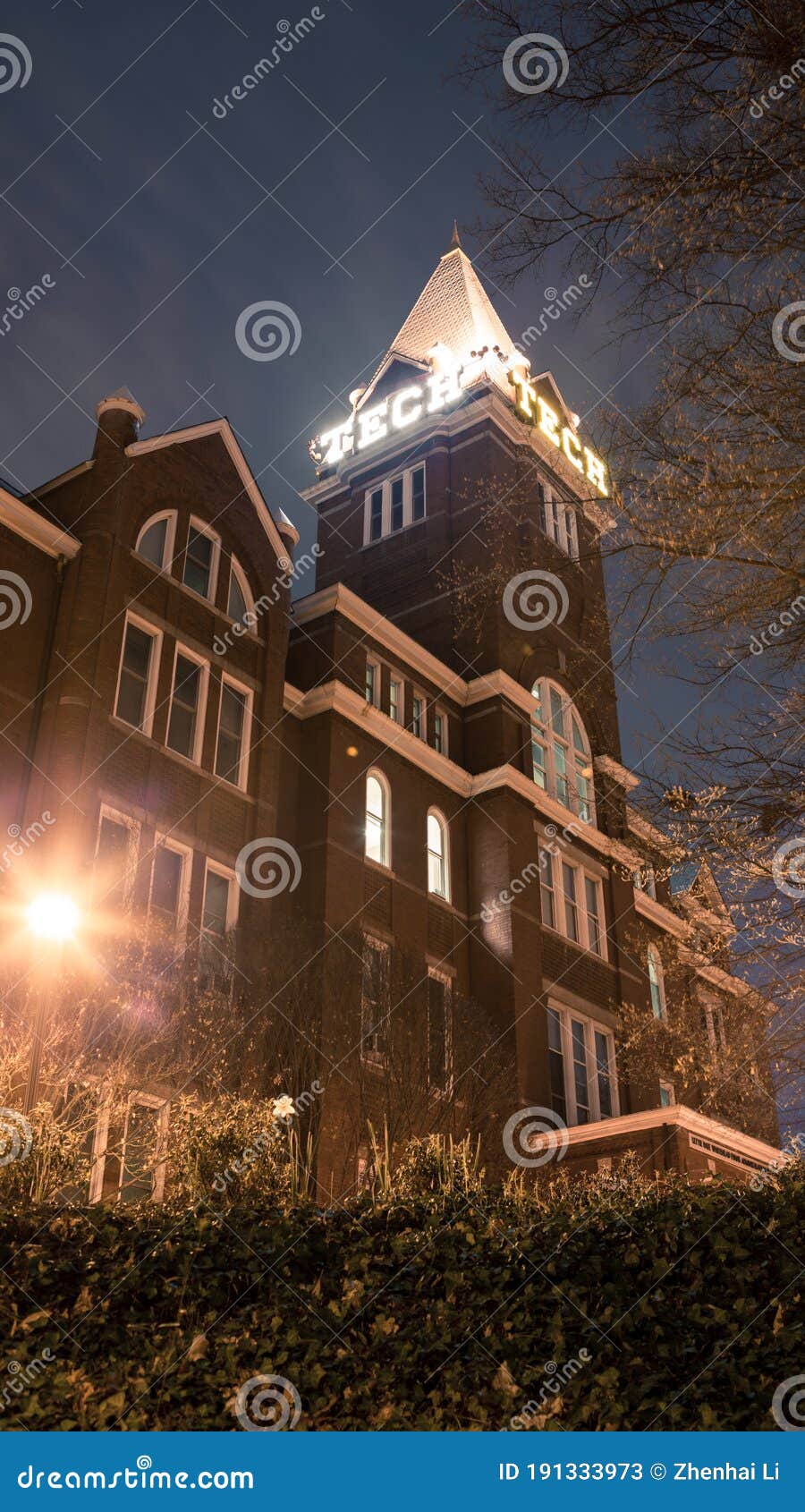 The tech tower in gatech editorial stock photo. Image of evening ...