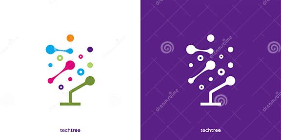 Simple Tech Tree Logo. Tree and Dot Connect Graphic Icons Stock Vector - Illustration of ecology ...