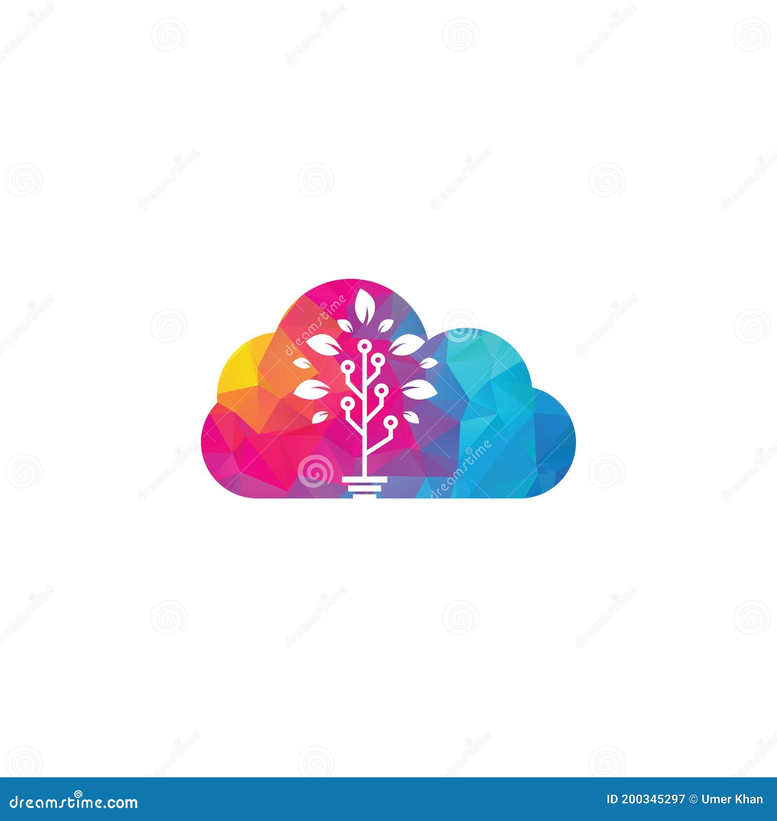 Tech Tree Cloud Shape Concept Logo Template Stock Vector - Illustration ...