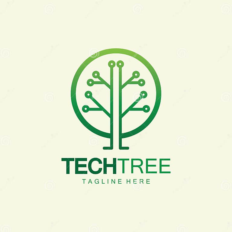 Tech Tree Logo Concept,green Network Technology Logo Vector.tech Tree ...