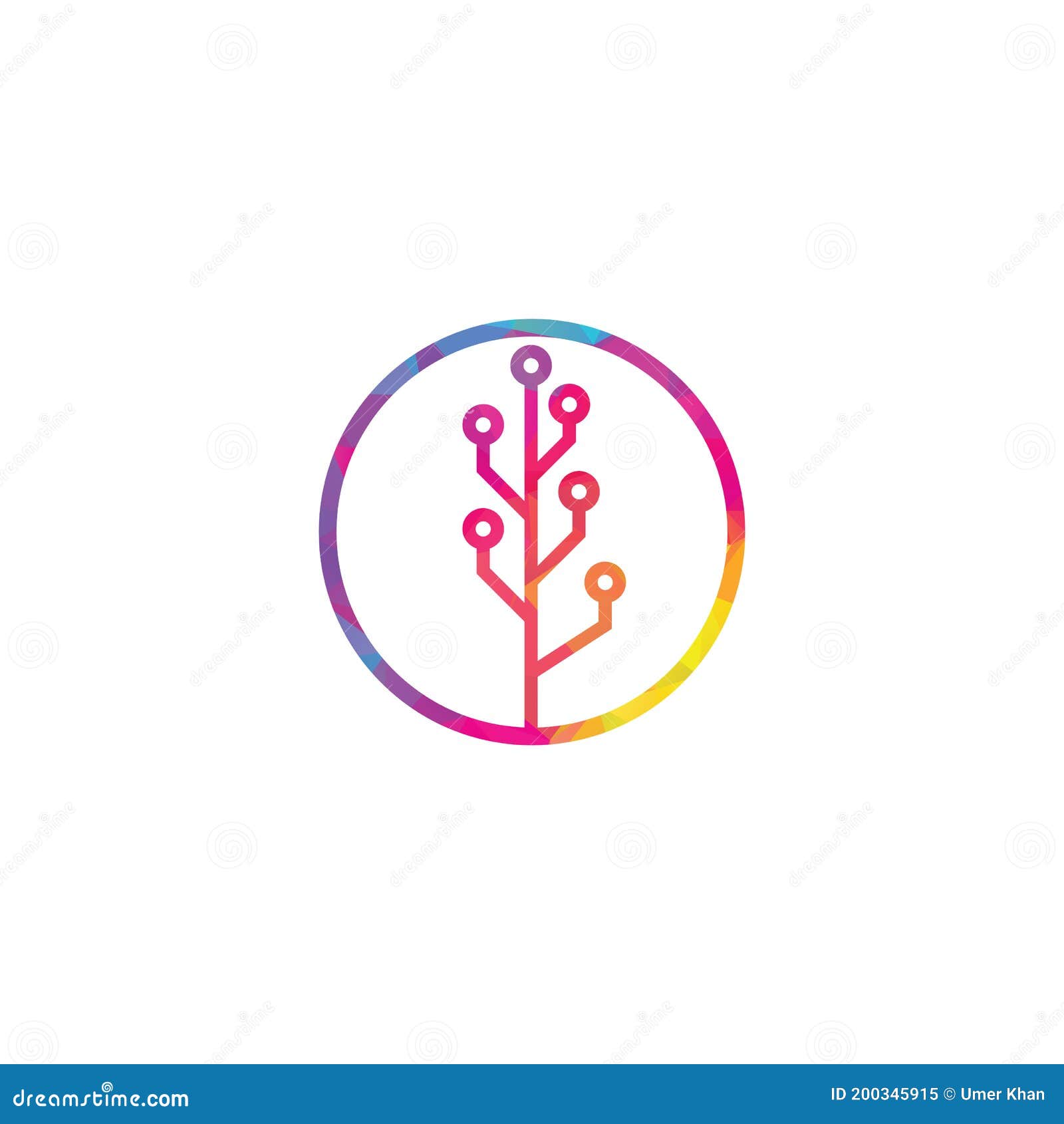 Tech Tree Logo Template Icon Stock Vector - Illustration of branch ...
