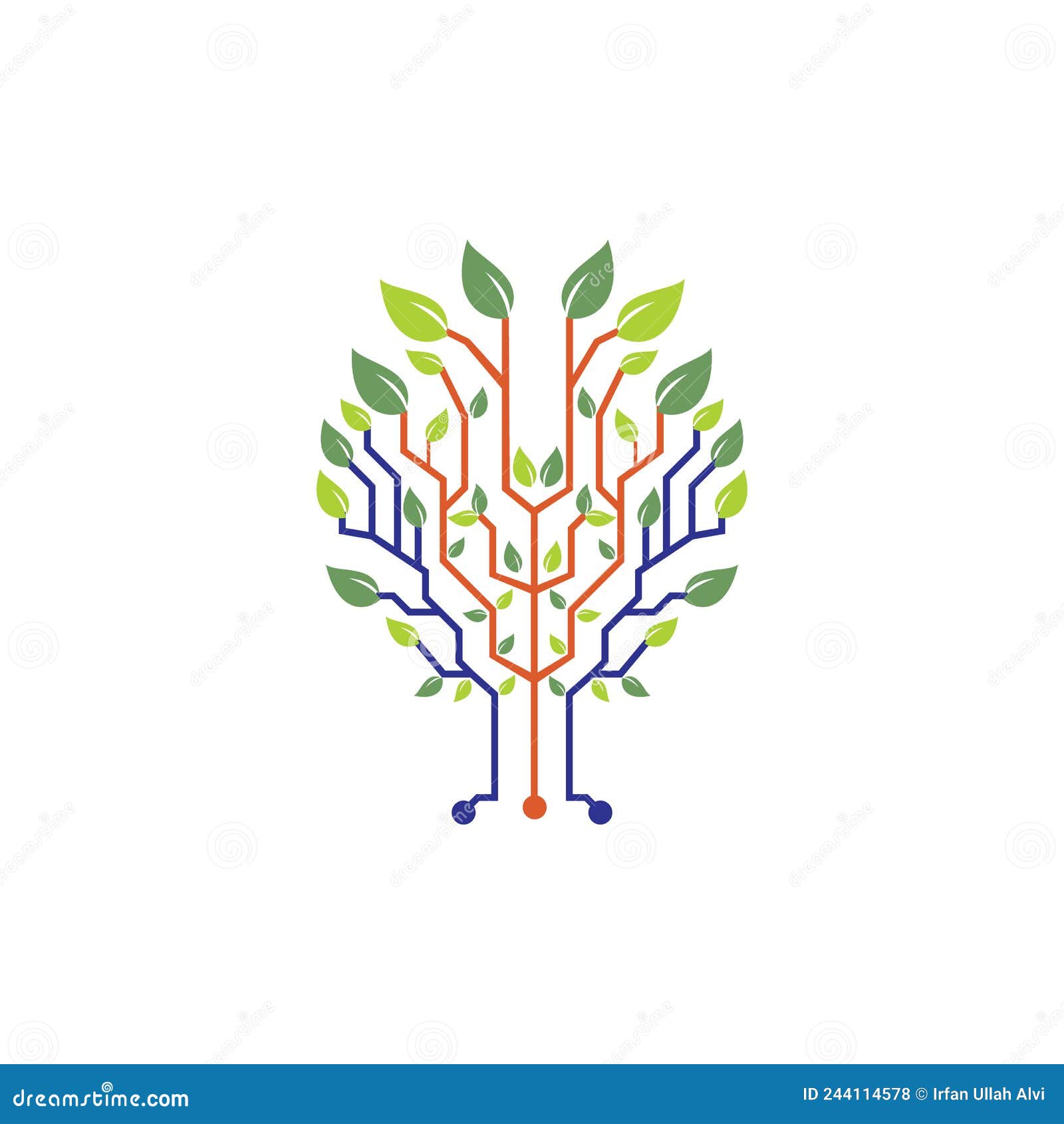 Tech Tree Vector Logo Design Template. Connecting Network Tree Icon ...
