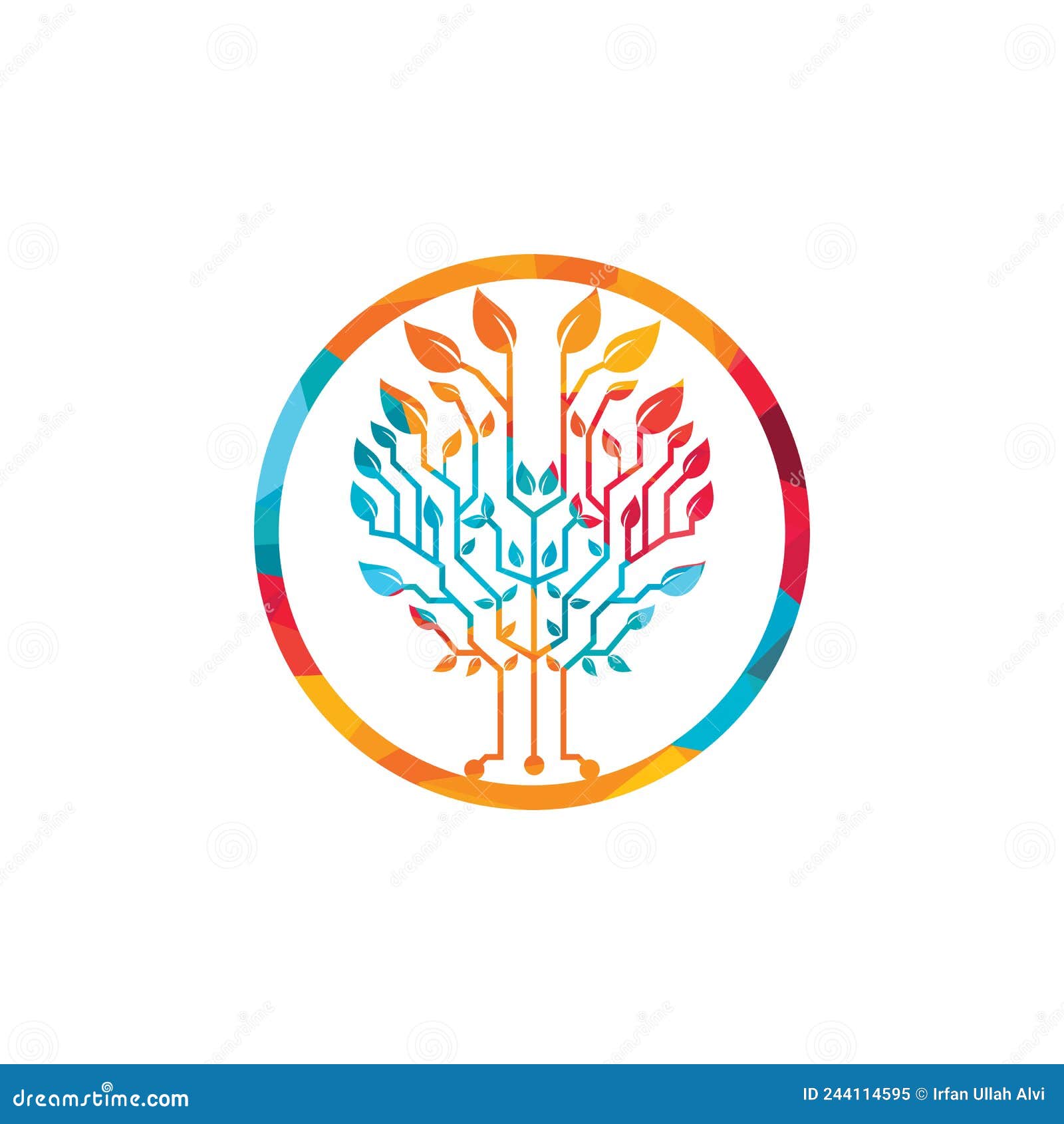 Tech Tree Vector Logo Design Template. Connecting Network Tree Icon ...