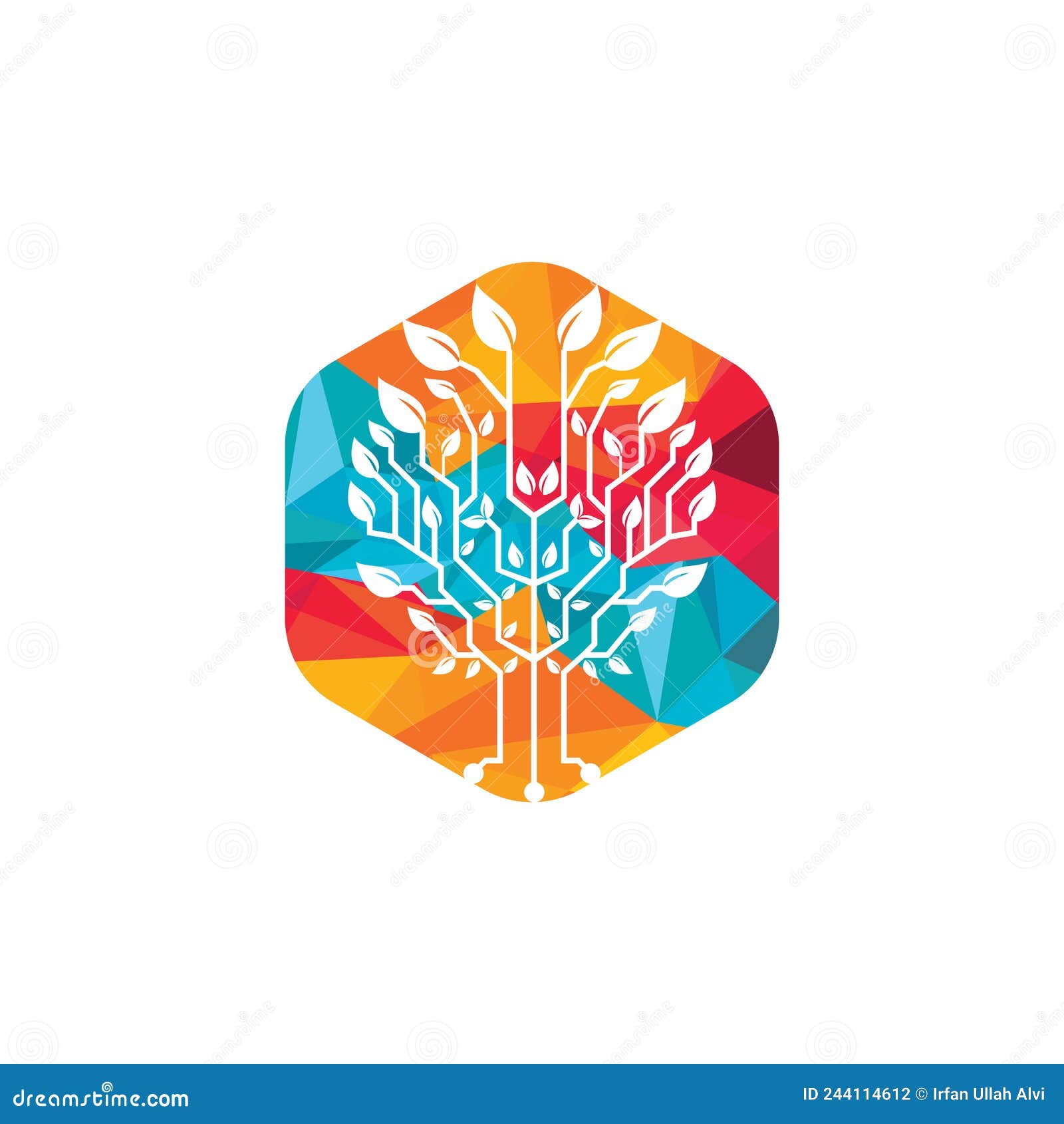 Tech Tree Vector Logo Design Template. Connecting Network Tree Icon ...