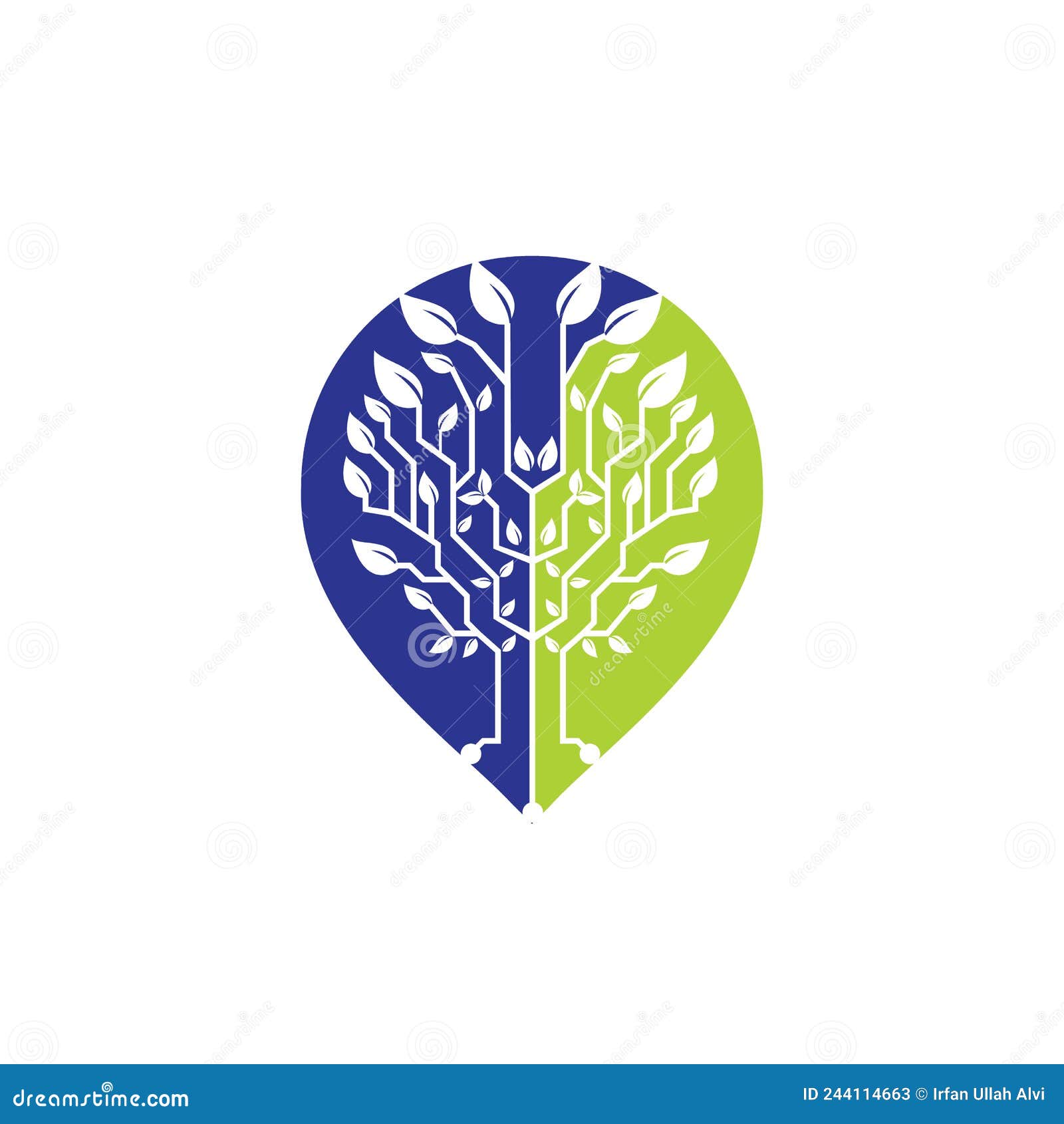 Tech Tree Vector Logo Design Template. Connecting Network Tree with Pin ...
