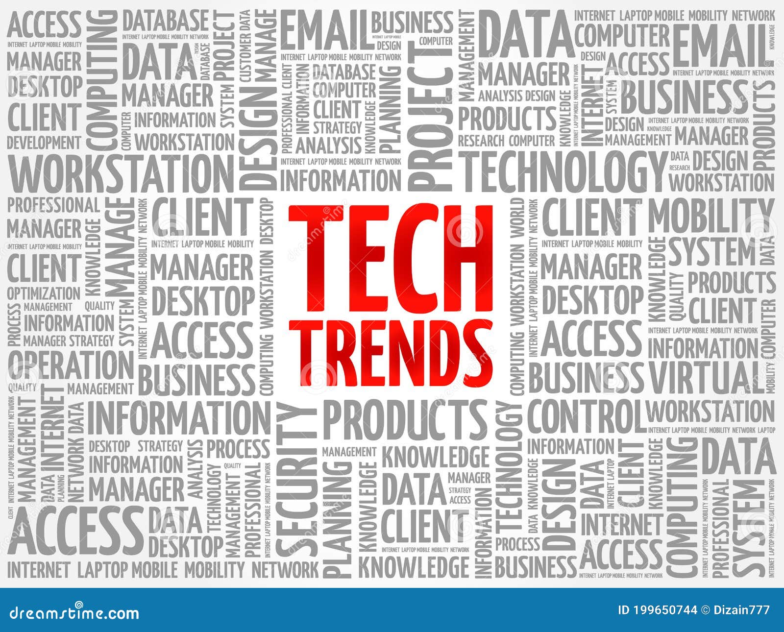 Tech Trends Word Cloud Collage Stock Illustration - Illustration of ...