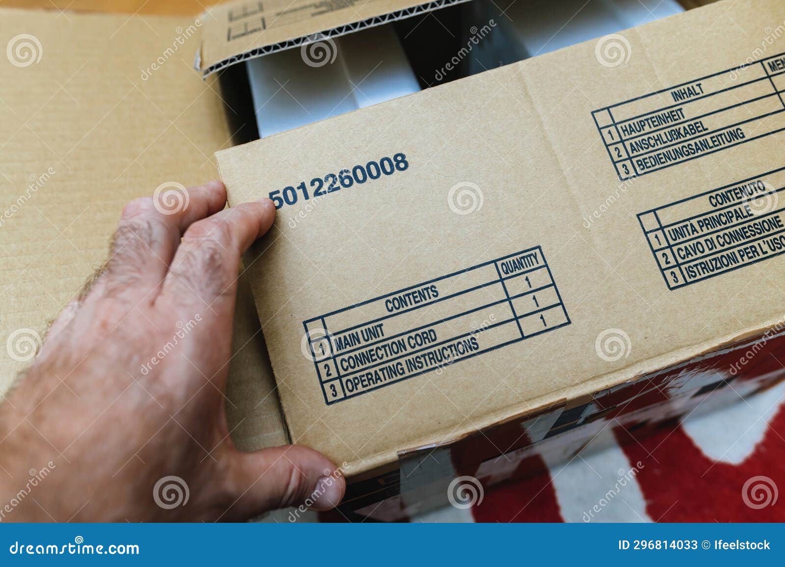 Tech Unboxing: Main Unit Cord Text on Cardboard Stock Image - Image of ...