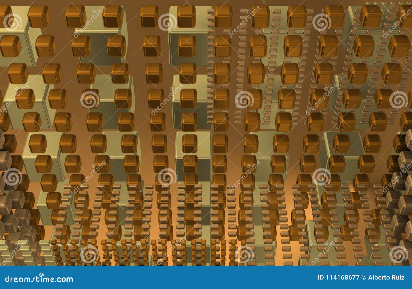 Tech Wall with Geometric Cubes Stock Illustration - Illustration of ...