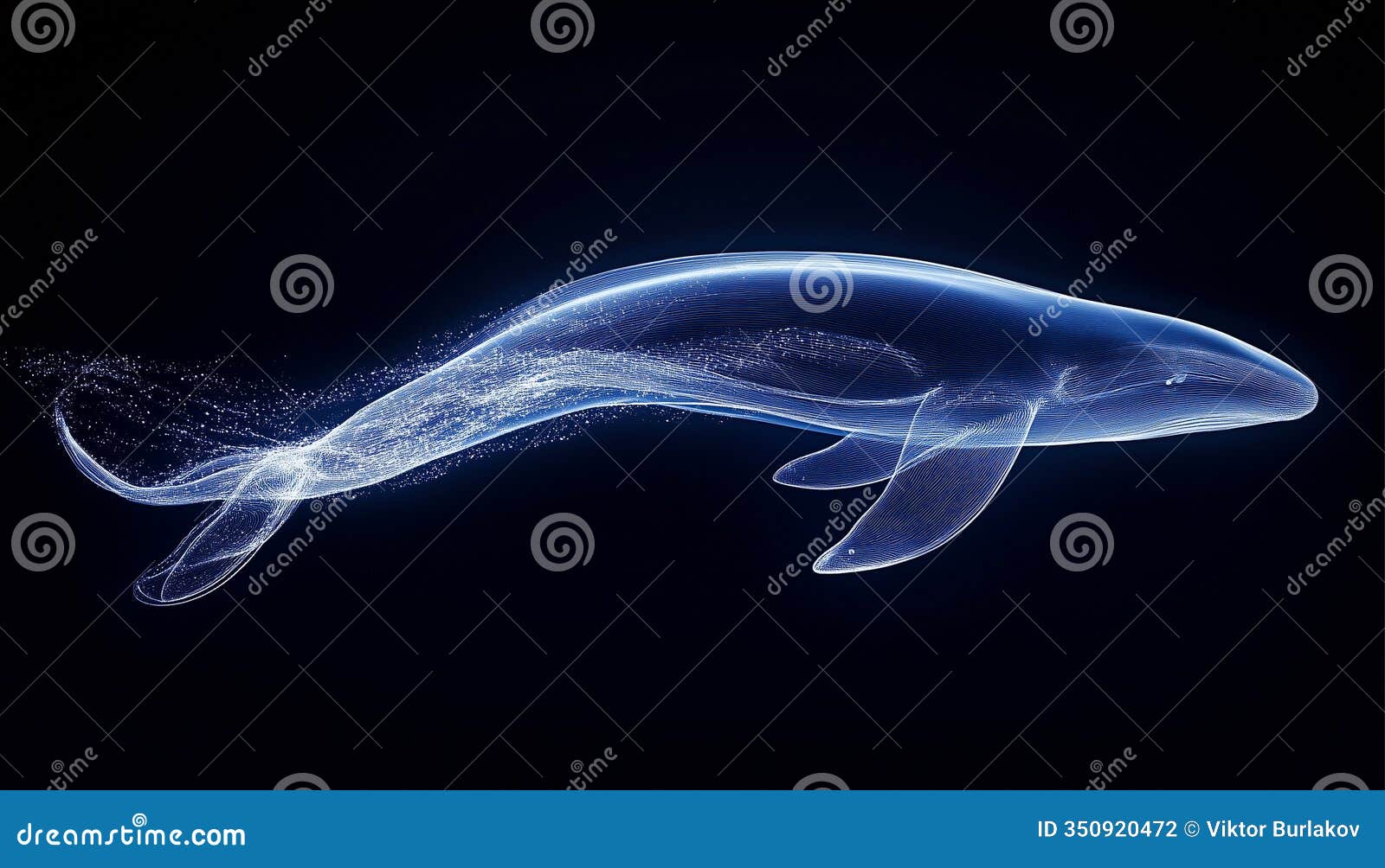 Tech Whale with Dynamic Lines and Glossy Blue Abstract Design Stock ...