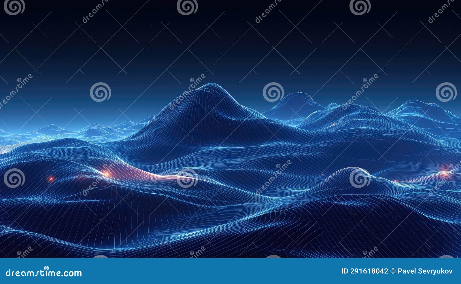 Tech Wireframe Landscape Topographic Stock Illustration - Illustration ...