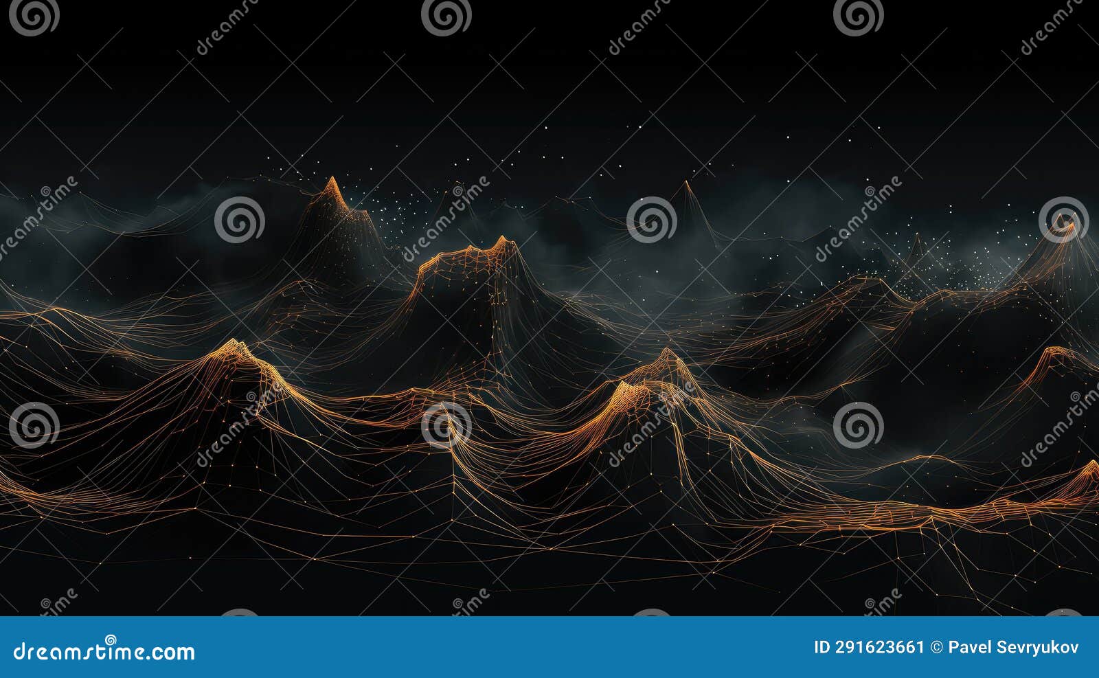 Tech Wireframe Landscape Topographic Stock Illustration - Illustration ...