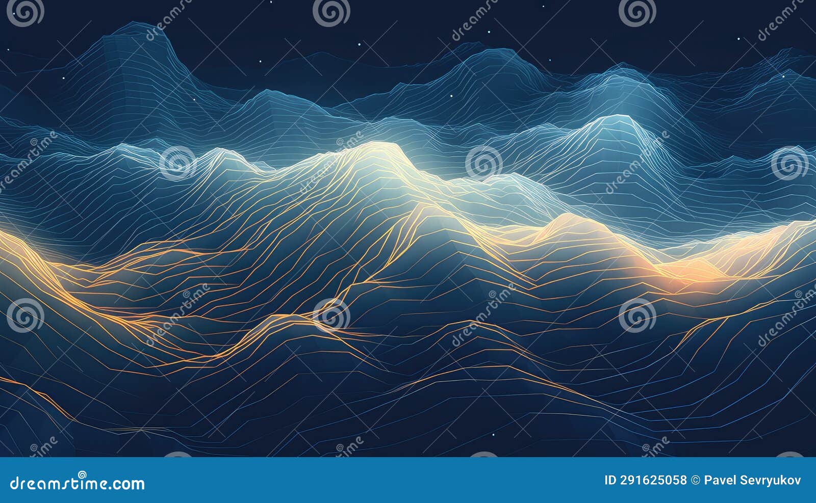 Tech Wireframe Landscape Topographic Stock Illustration - Illustration ...