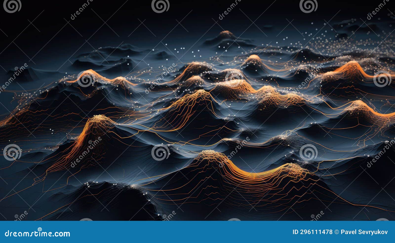 Tech Wireframe Landscape Topographic Stock Illustration - Illustration ...