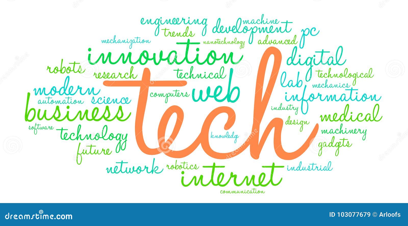 Tech Word Cloud stock vector. Illustration of information - 103077679
