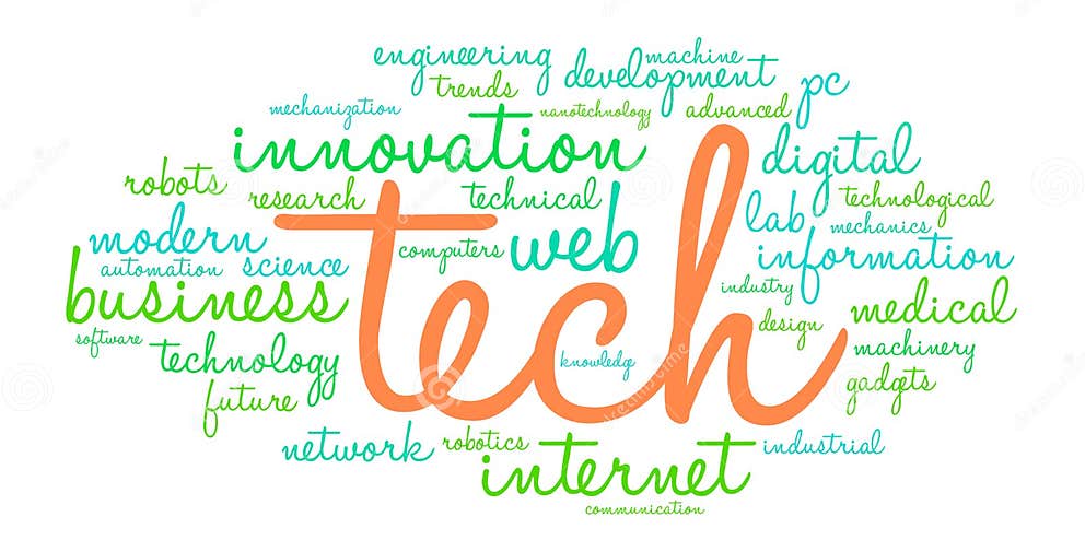 Tech Word Cloud stock vector. Illustration of information - 103077679