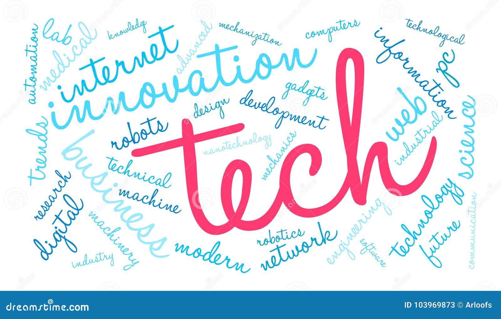 Tech Word Cloud stock illustration. Illustration of automation - 103969873