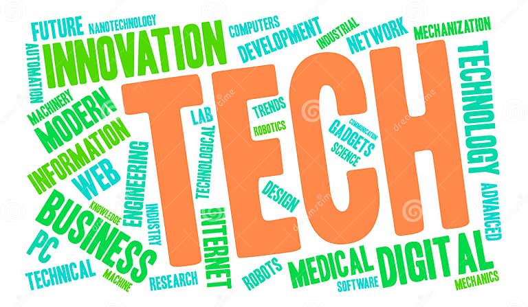 Tech Word Cloud stock illustration. Illustration of machine - 98663125