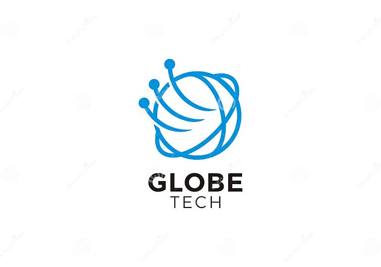 Tech World Logo Design. Globe Data Connection Technology Icon Vector ...