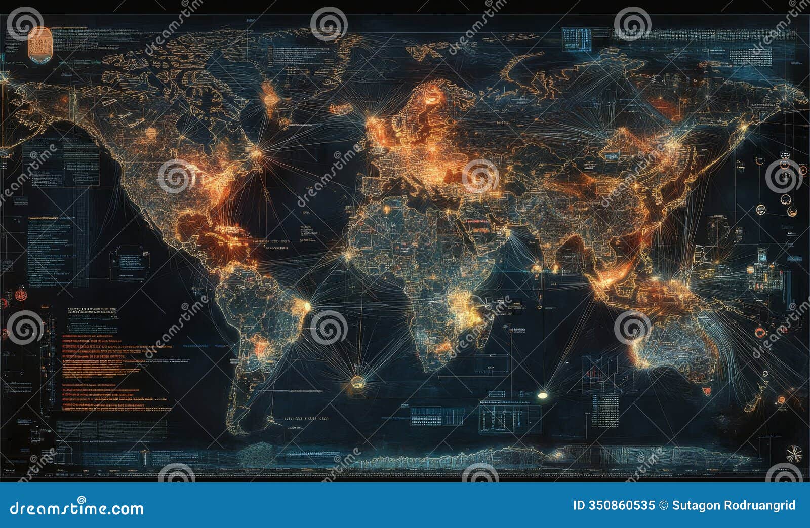 The Tech World Map Emphasizes Global Network Computing and Artificial ...