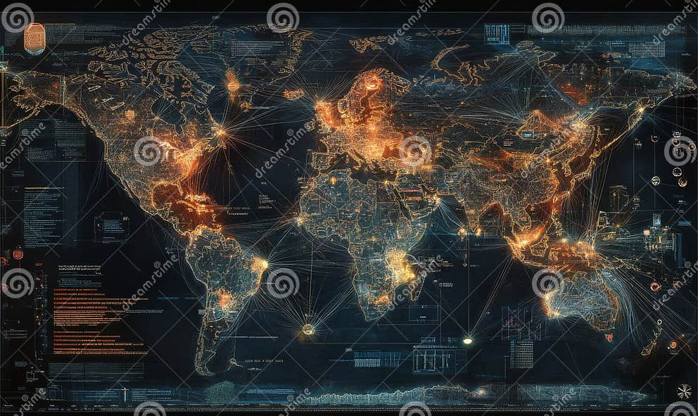 The Tech World Map Emphasizes Global Network Computing and Artificial ...