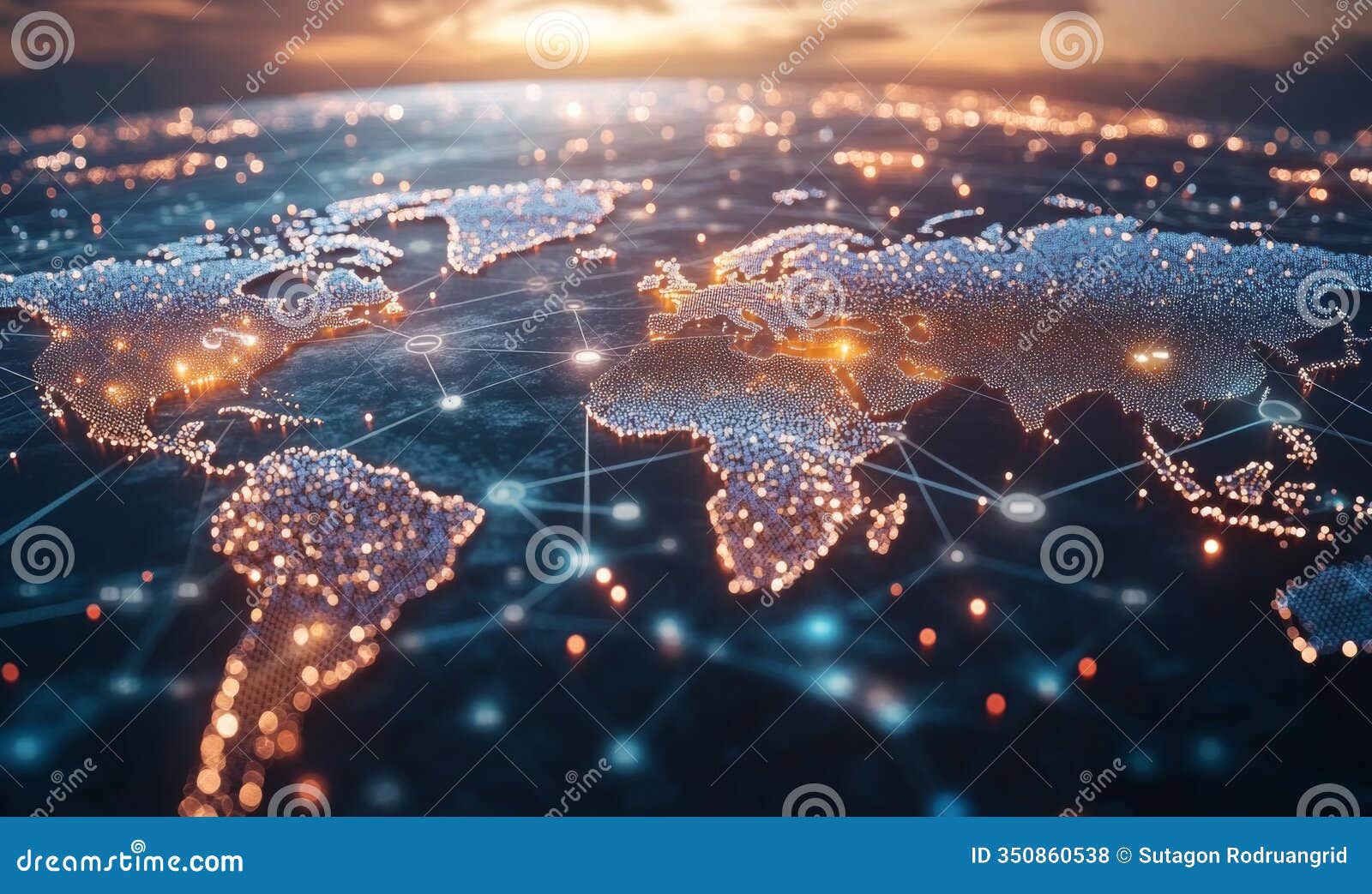 The Tech World Map Emphasizes Global Network Computing and Artificial ...