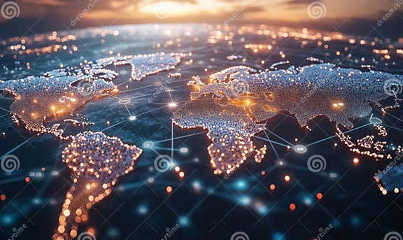 The Tech World Map Emphasizes Global Network Computing and Artificial ...