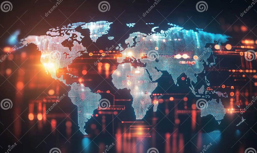 The Tech World Map Emphasizes Global Network Computing and Artificial ...