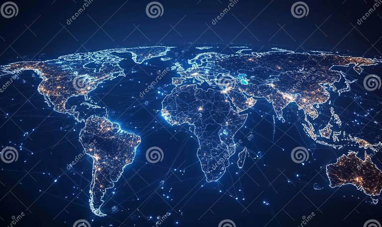 The Tech World Map Emphasizes Global Network Computing and Artificial ...