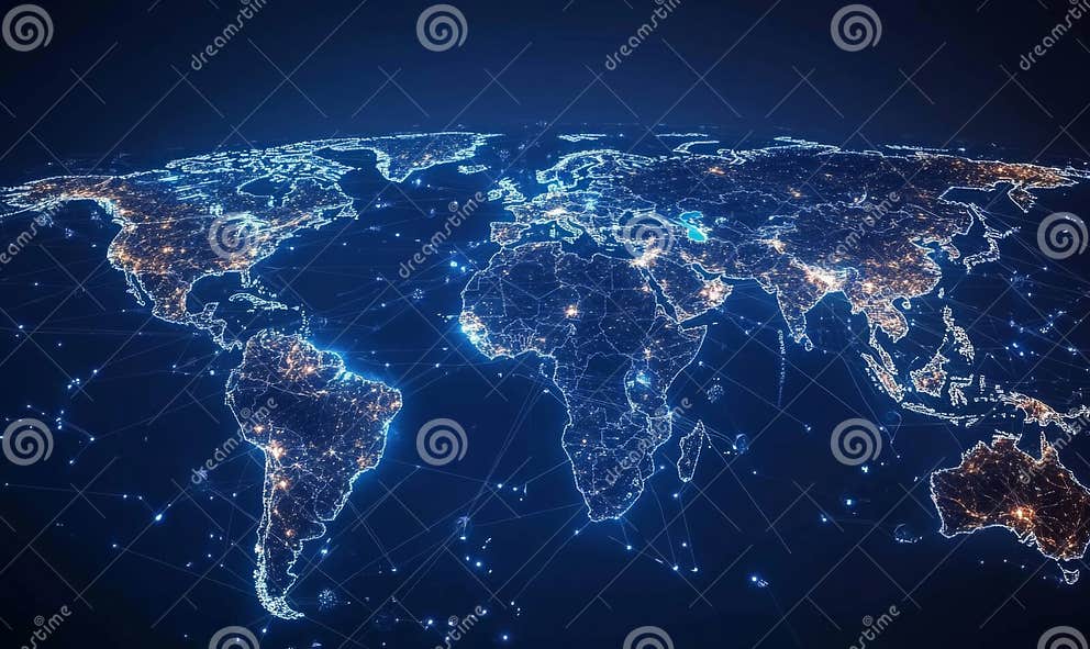 The Tech World Map Emphasizes Global Network Computing and Artificial ...