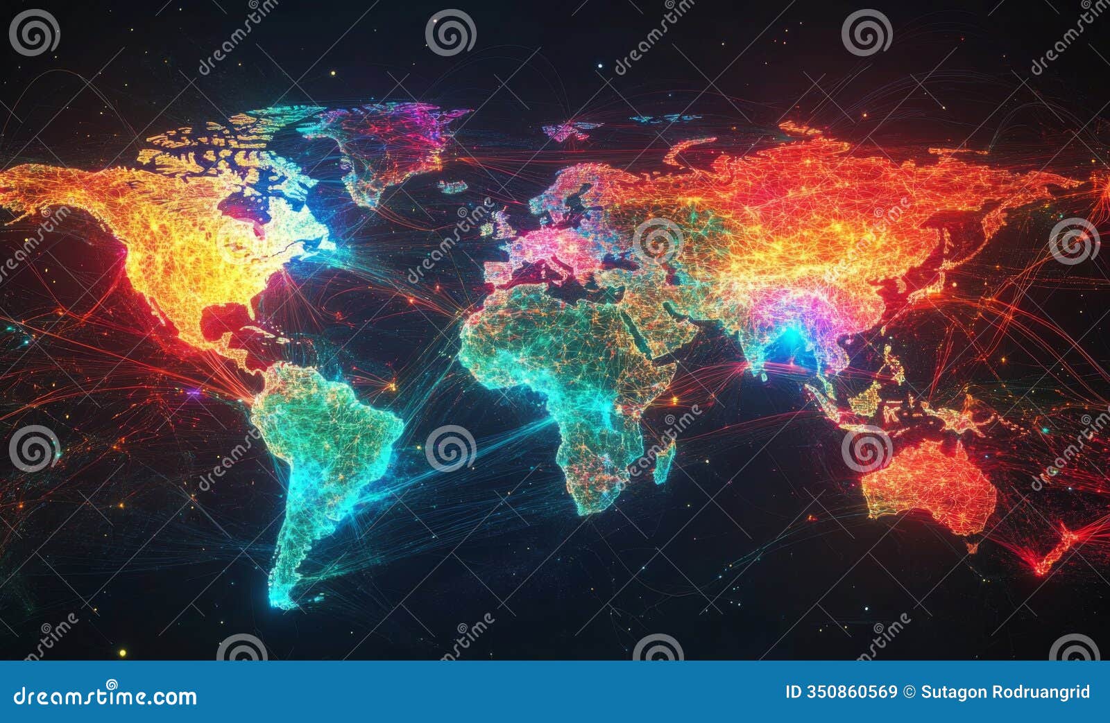The Tech World Map Emphasizes Global Network Computing and Artificial ...