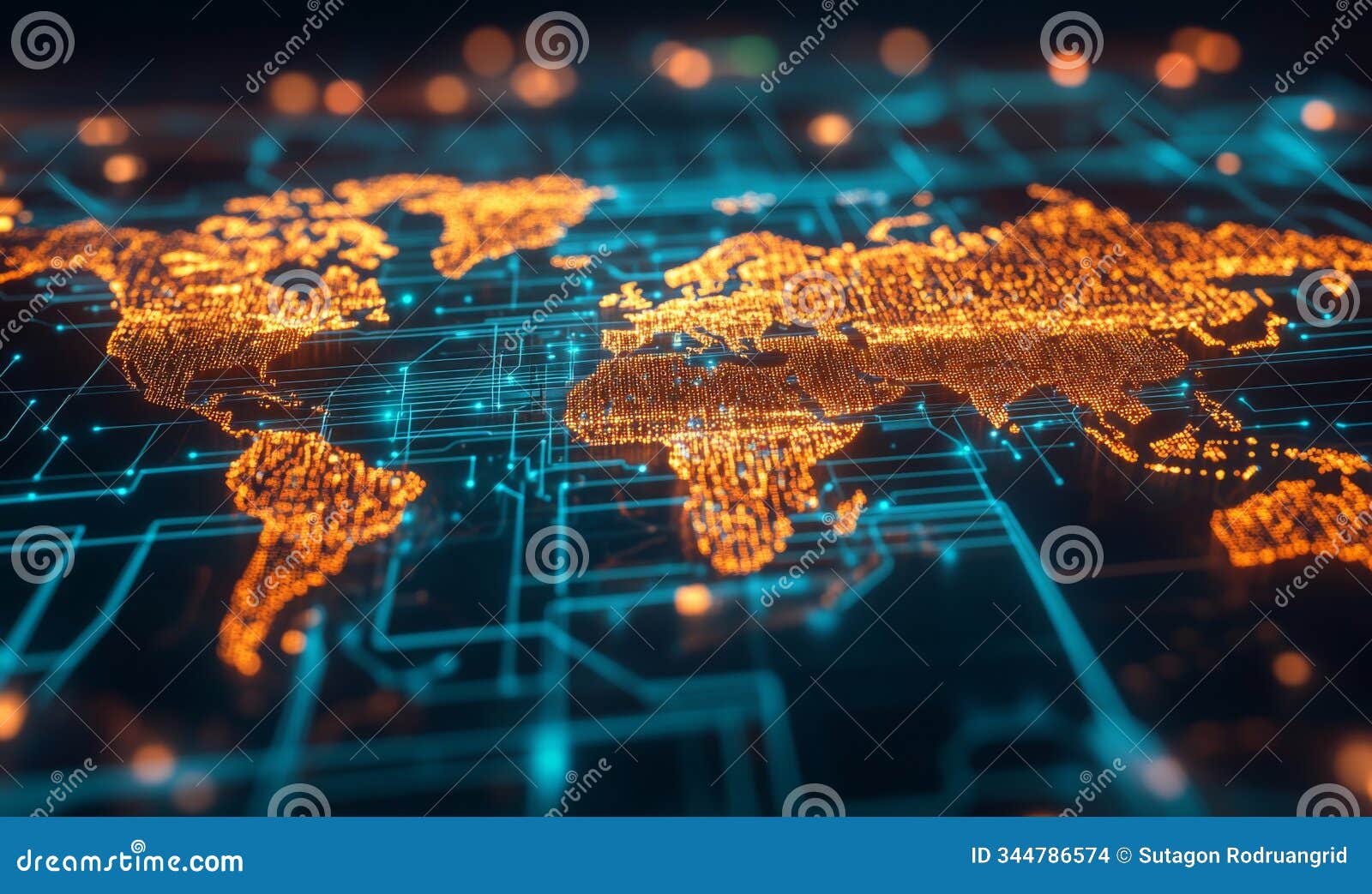 The Tech World Map Emphasizes Global Network Computing and Artificial ...
