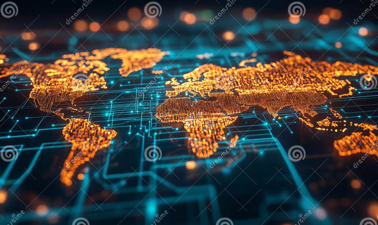 The Tech World Map Emphasizes Global Network Computing and Artificial ...