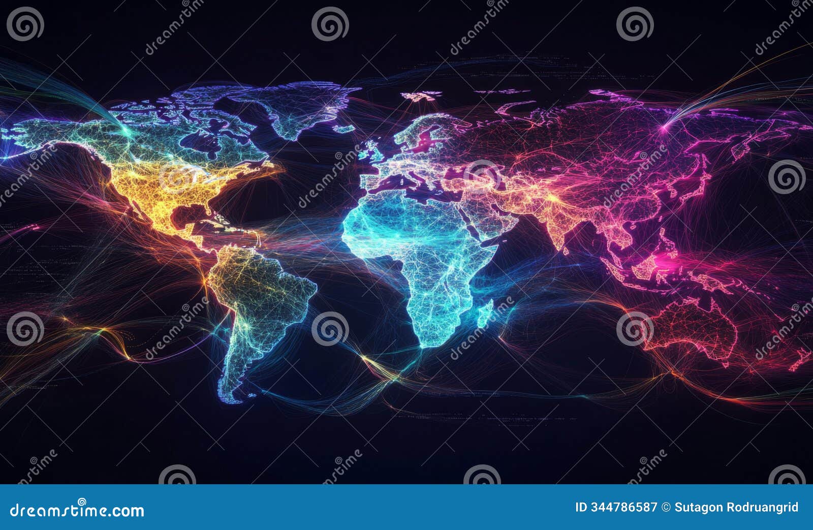 The Tech World Map Emphasizes Global Network Computing and Artificial ...