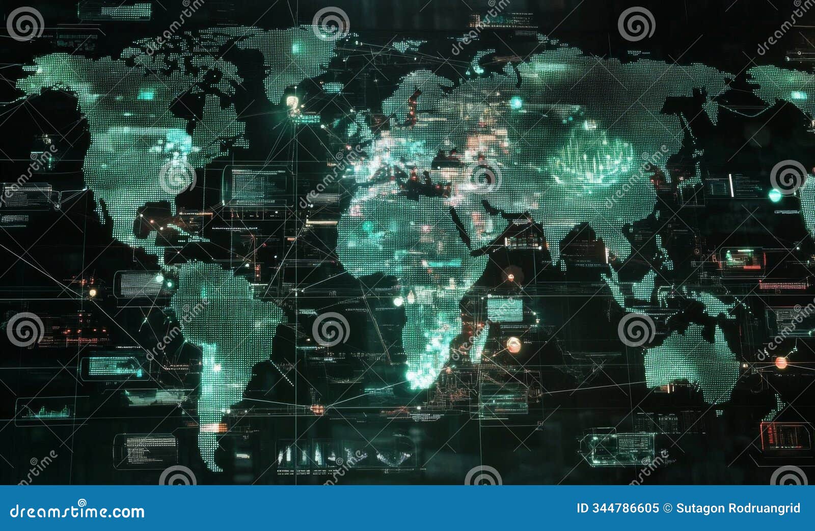 The Tech World Map Emphasizes Global Network Computing and Artificial ...