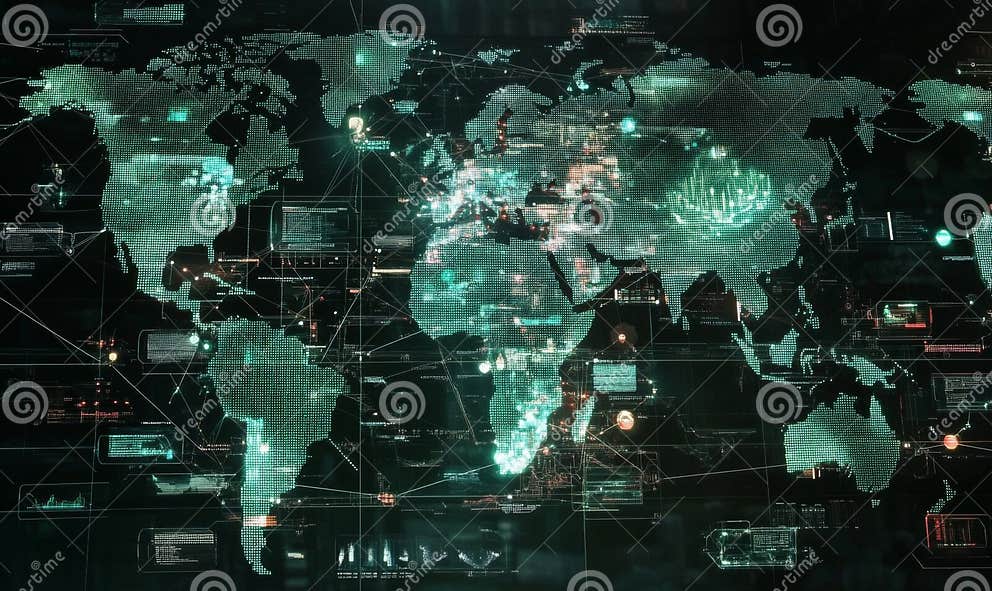 The Tech World Map Emphasizes Global Network Computing and Artificial ...